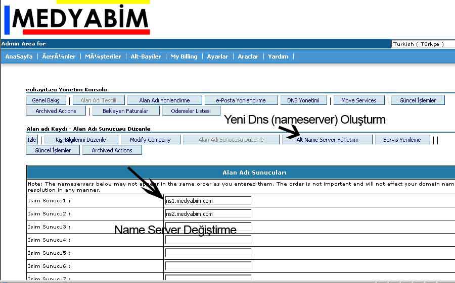 Yeni Name Server Oluşturma